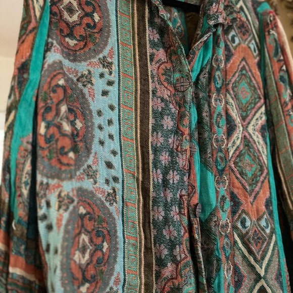 TravelSmith | Tops | Patchwork Tribal Button Up Down Urban | Poshmark
